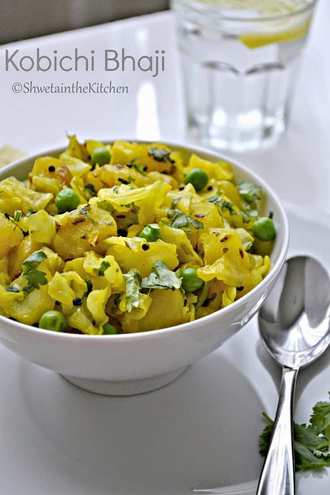 Cabbage Potato and Green Peas Stir Fry - Kobichi Bhaji - Shweta in the ...