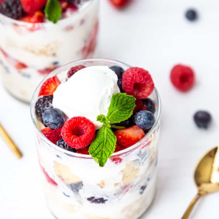 Berry Parfait with Cake and Ice cream - Shweta in the Kitchen